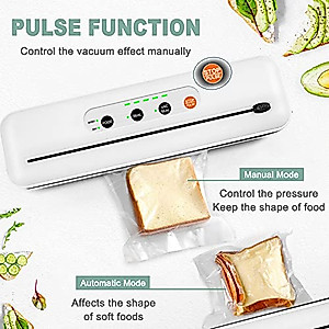Toprime Vacuum Sealer Machine, 4-in-1 Automatic Vacuum Food Sealer One-touch VAC & SEAL for Food Preservation & Sous Vide with Full Starter Kits(White)
