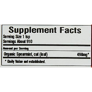 Frontier Organic Spearmint Leaf, 1-Pound Bulk, Chopped, Minty Fresh, Cooking, Teas & Herbal Body Care, Kosher, Non-ETO