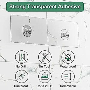 Thideewiz 3 Pack Adhesive Hanging Shower Caddy, 2.7-3.1inch Height Stainless Steel Bathroom Organizer, Silver Polished Shower Shelves with 4 Plastic Hooks and 4 Adhesives