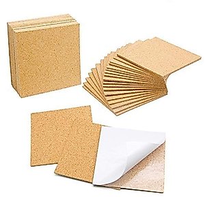 Blisstime 36 PCS Self-Adhesive Cork Sheets 4"x 4" for DIY Coasters, Cork Board Squares, Cork Tiles, Cork Mat, Mini Wall Cork Board with Strong Adhesive-Backed
