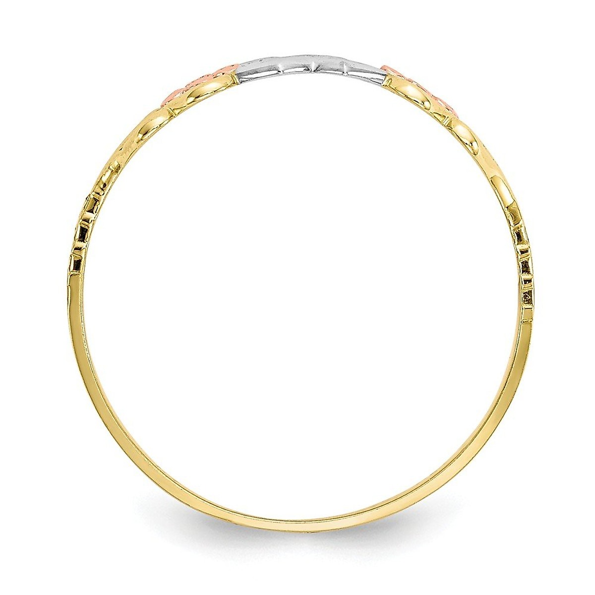 Jewels By Lux 10K Two Tone Color Gold & Rhodium Double Heart Ring