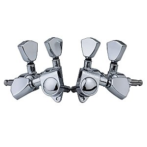 Guyker Guitar Machine Heads (3L + 3R Handed) – 1:21 Sealed Tuners Tuning Key Pegs with Trapezium Button Replacement for Electric, Folk or Acoustic Guitars – Chrome, GK104