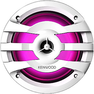 Kenwood KFC-1673MRWL 6-1/2" 2-Way Marine Speakers with Grilles (Pair) | Built-in LED Lights (White)