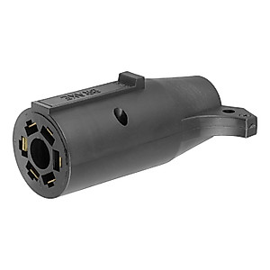 CURT 57660 7-Way RV Blade Vehicle-Side to 6-Way Round Trailer Wiring Adapter, Center Pin Brake Lights