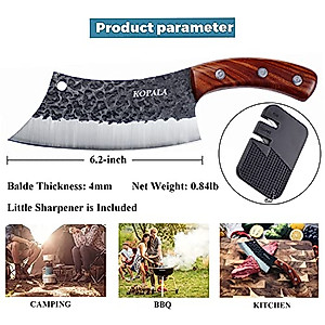 KOPALA Original Kitchen Knife Cleaver/Boning Knives Forged Multipurpose Grilling Knife Carbon Steel with Leather Sheath
