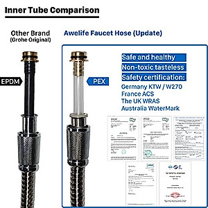 46092000 Kitchen Faucet Hose Replacement Parts, Pull-Out Spray Replacement Hose for Grohe Ladylux Replacement Parts, Alira Sink Faucet Hose By Awelife, 59-inch Starlight Chrome Finish