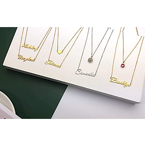 MeMoShe Layered Choker Name Necklace Personalized with Heart, Custom Nameplate Pendant 18K Gold Plated Christmas Gift