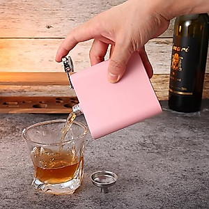 Pink Liquor Flask for Women 6 Oz - 18/8 Stainless Steel Cute Portable Hip Whiskey Flask for Bar BBQS and Traveling Christmas Thanksgiving Gifts