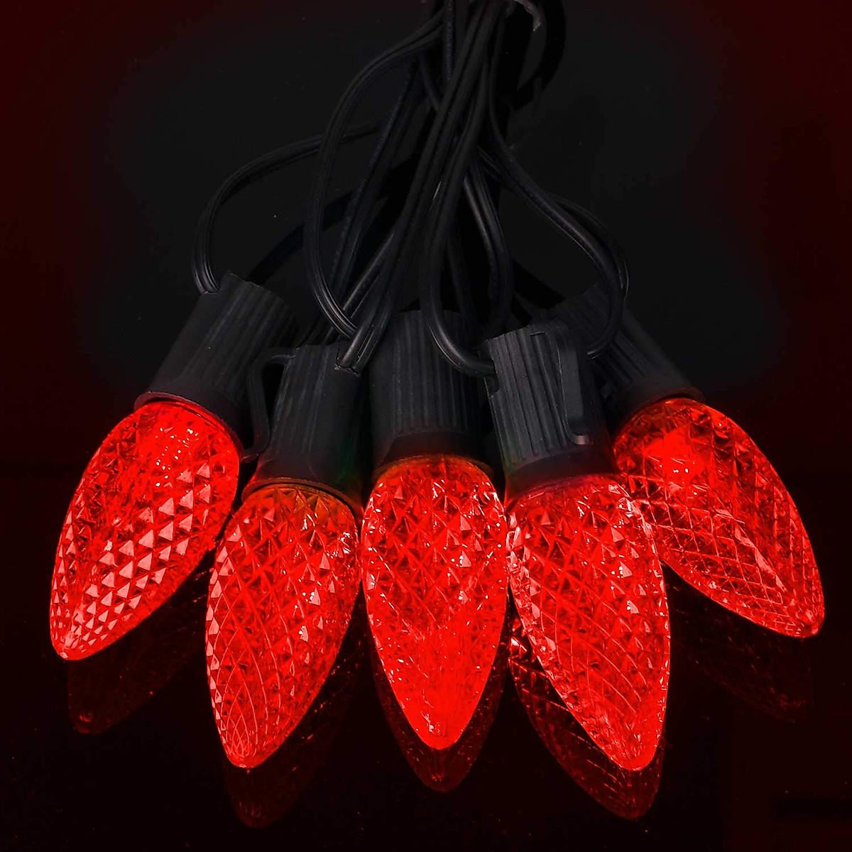 25 Pack C9 Led Replacement Christmas Light Bulb, C9 Shatterproof Led Bulb for Christmas String Light, E17 Intermediate Base, Commercial Grade Dimmable Bulbs, Red