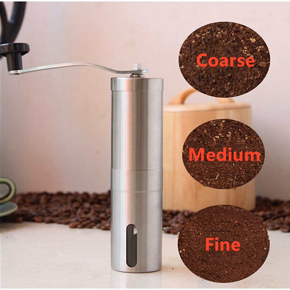 SFXFJ Manual Burr Coffee Grinder - Adjustable Settings for French Press, Espresso, Drip Coffee, Turkish Brew - Stainless Steel Handheld Grinder