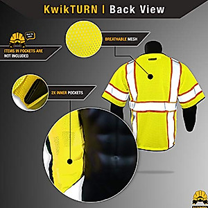 KwikSafety - Charlotte, NC - EXECUTIVE Safety Vest [10 POCKETS] Class 3 ANSI OSHA High Visibility Reflective Heavy Duty Mesh iPad Pocket HiVis Men Construction Work Gear/Yellow Large