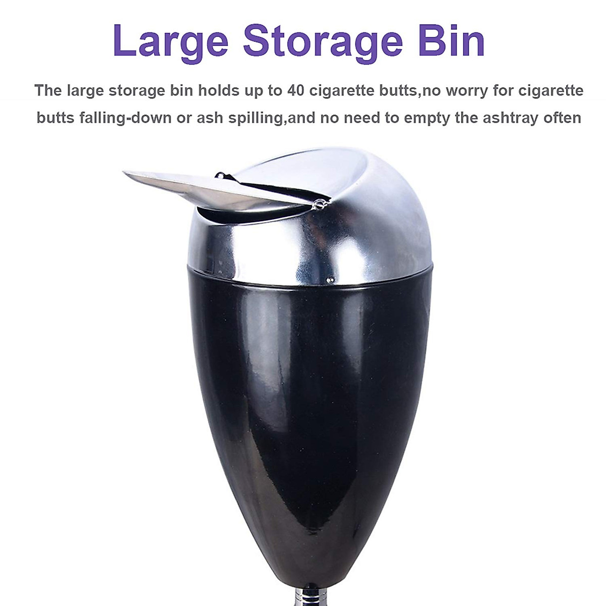 Floor Standing Ash Tray with Lid Adjustable Height from 21.5" to 35" Stainless Steel Contemporary Self-Cleaning Telescopic Smoking Ashtray Cigarette Ashtrays Tall Patio Windproof Ash Holder