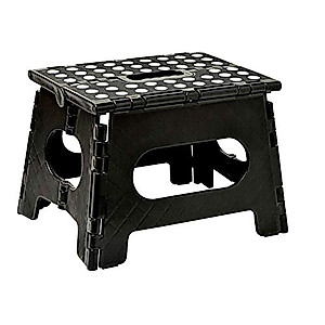 EFAILY Folding Step Stool,11 Inches Wide with Handle for Kitchen, Bedroom, Bathroom ,Kids or Adults (Black)