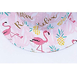 Baby Sun Hat Toddler Kids Wide Brim Sun Protection Hats Infant Beach Swimwear Bucket Cap (US, Age, 3 Months, 12 Months, Flamingo-Pink)
