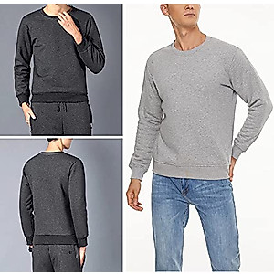 MAGCOMSEN Mens Winter Coats Crewneck Sherpa Sweatshirt Warm Thick Sweatshirts Work Tops Fleece Liner Sweatshirts Active Casual Sweatshirts Athletic Pullover Wine Red