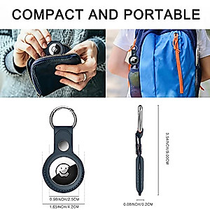 Leather Key Ring Holder,AirTag Case Protection Cover with Keychain Compatible for New Apple Air Tag-Blue