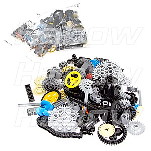 Habow 116pcs Technic-Parts Gears-Axle-Pin-Connector Compatible with Lego-Technic, Wheels Link Chain Gear Rack Steering Wheel Technic Bush Hook Tow Ball String Reel Differential. MOC Building-Blocks.
