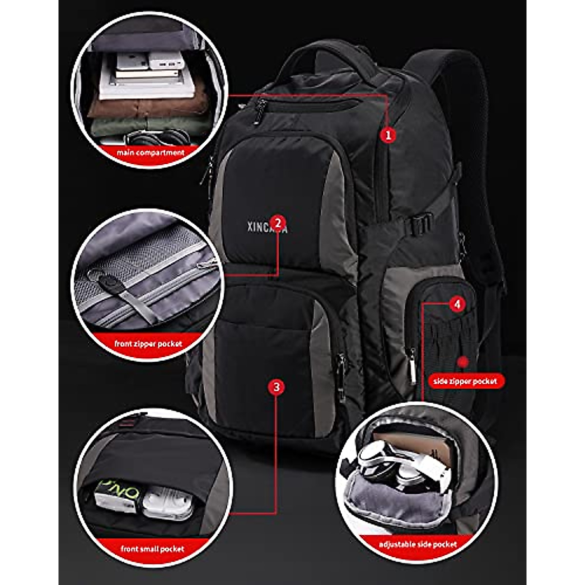 XINCADA Travel Laptop Backpack for Men Carry on Backpack Extra Large Backpacks with Shoe Compartment Business Hiking Daypack