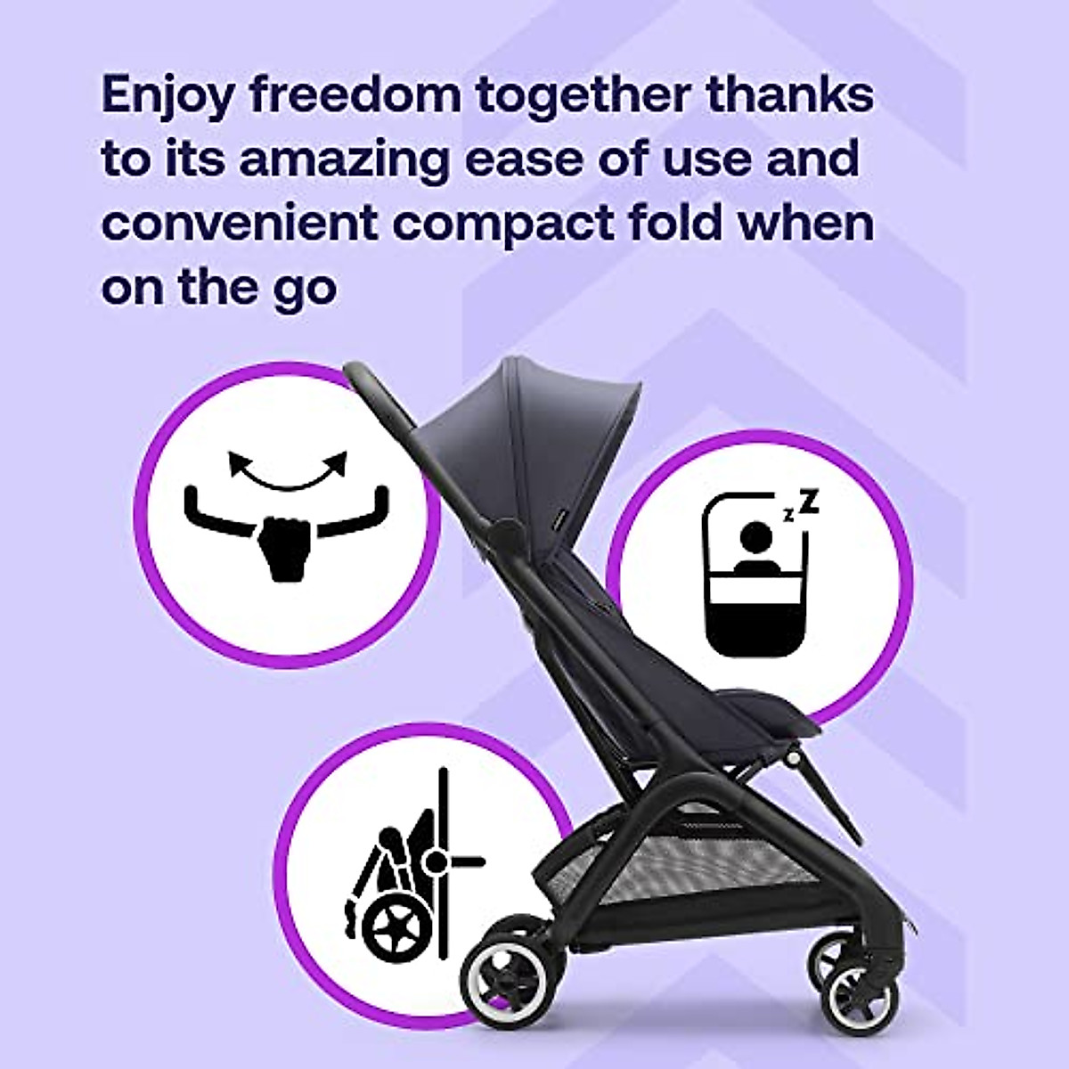 Bugaboo Butterfly - 1 Second Fold Ultra-Compact Stroller - Lightweight & Compact - Great for Travel - Stormy Blue