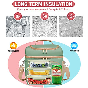 YESBAG Lunch Bag for Women, Leakproof Insulated Soft Adult Lunch Tote Cooler Bag Box With Adjustable Shoulder Strap for Office & Picnic (Green, 11L)