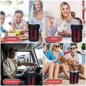 Yelocota Thermos for Hot Food- 67 Oz Vacuum Insulated Food Jar- 18/10 Stainless Steel Soup Container- 3-Layer Sealed Stackable Termos Para Comida Caliente with Lunch Bag,Fork and Spoon