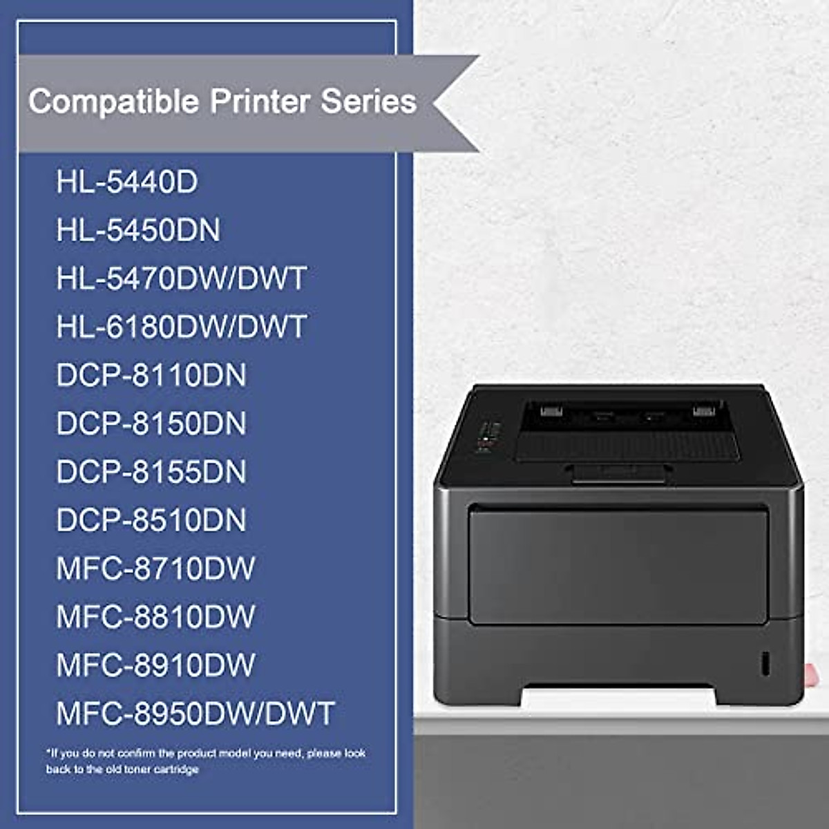 VASERINK TN750 TN-750 Toner Cartridge 1 Pack Black TN750 Compatible Replacement for TN750 Toner Cartridge HL-5440D 5450DN 5470DW/DWT DCP-8110DN 8150DN 8155DN MFC-8710DW 8810DW Printer