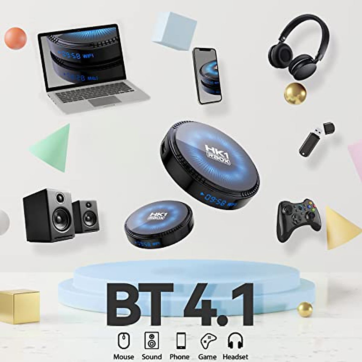 TV Box Android 11.0 2GB RAM 16GB ROM Set Top Box Smart TV Box Amlogic S905W2 1080P Ultra HD 4K HDR AV1 WiFi 2.4G 5.8GHz BT 4.1 USB 2.0 Android TV Box with Mini Wireless Backlit Keyboard