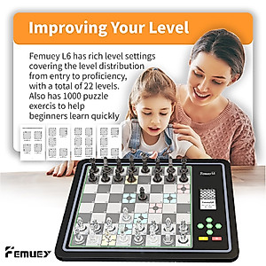 Electronic Chess Set, Chess Set Board Game, Computer Chess Game, Electronic Chess Game, LEDs,Built-in Battery, Great Partner for Play and Practice