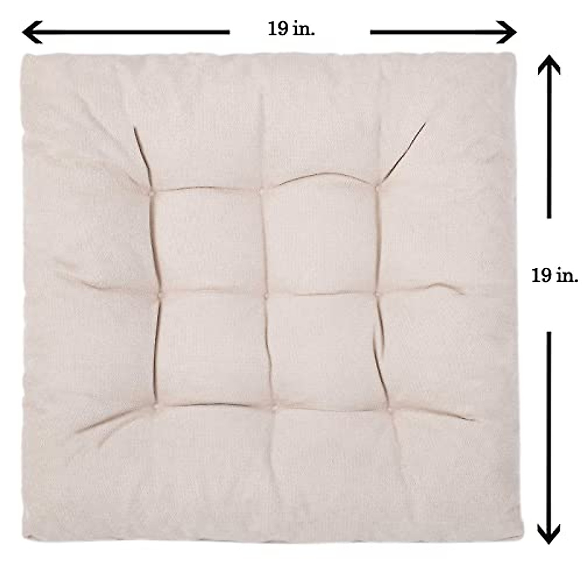 FABRICASTLE Outdoor Chair Cushions Patio Cushion Premium Comfortable Thick Fill Tufted 19" x 19" Floor Wicker Seat Pads, 2 Count (Cream, 2)