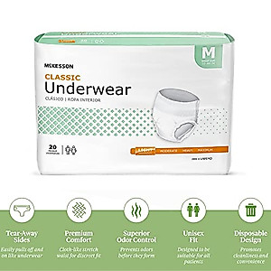 McKesson Classic Underwear, Incontinence, Light Absorbency, Medium, 80 Count