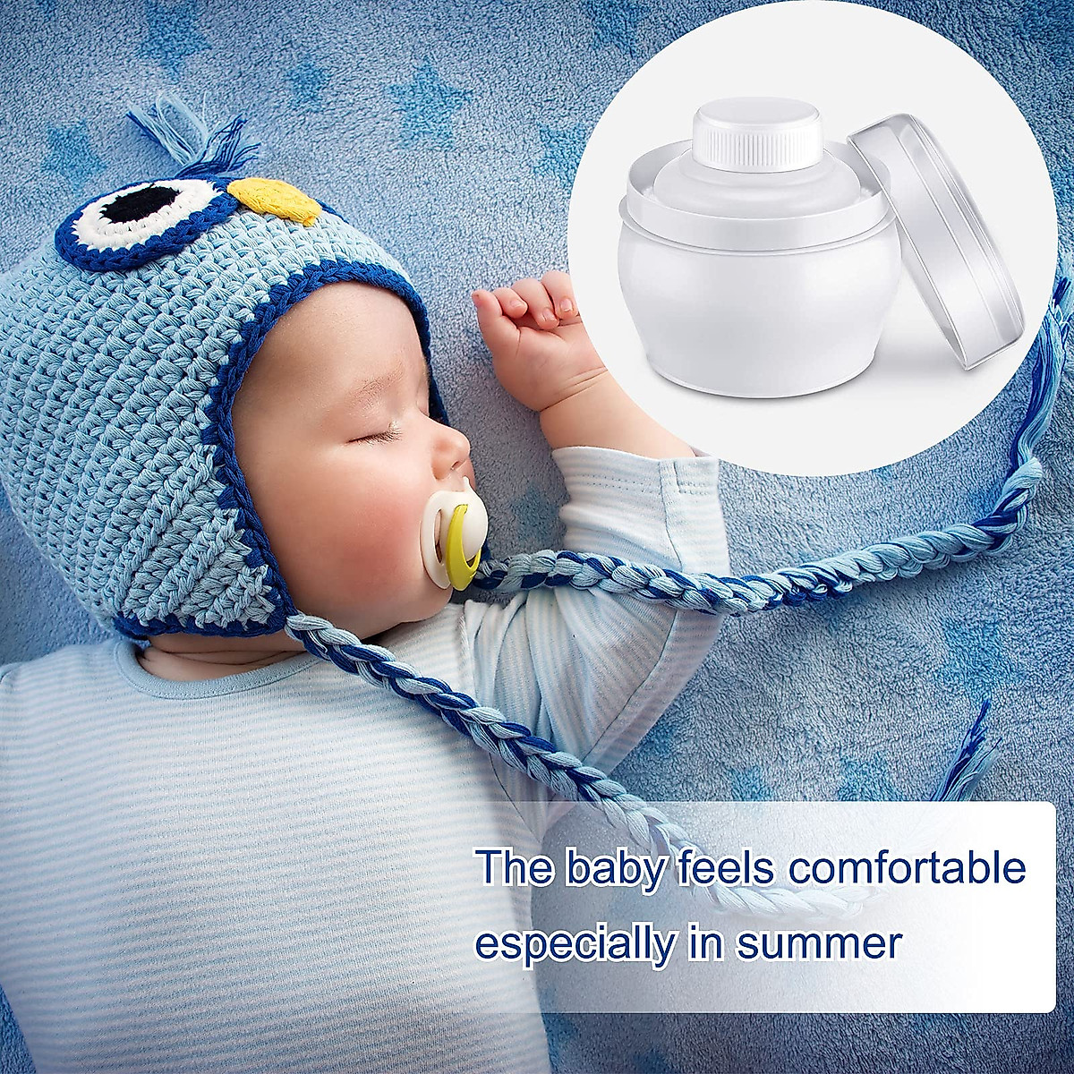 4 Pcs Body Powder Container After Bath Baby Fluffy Puff Kit Baby Body Care Cosmetic Bath Powder Container with a Large Handle Puff Box for Home Travel