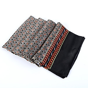 YangtzeStore Charmeuse Satin Silk Scarf for Men (Black with Check Pattern)