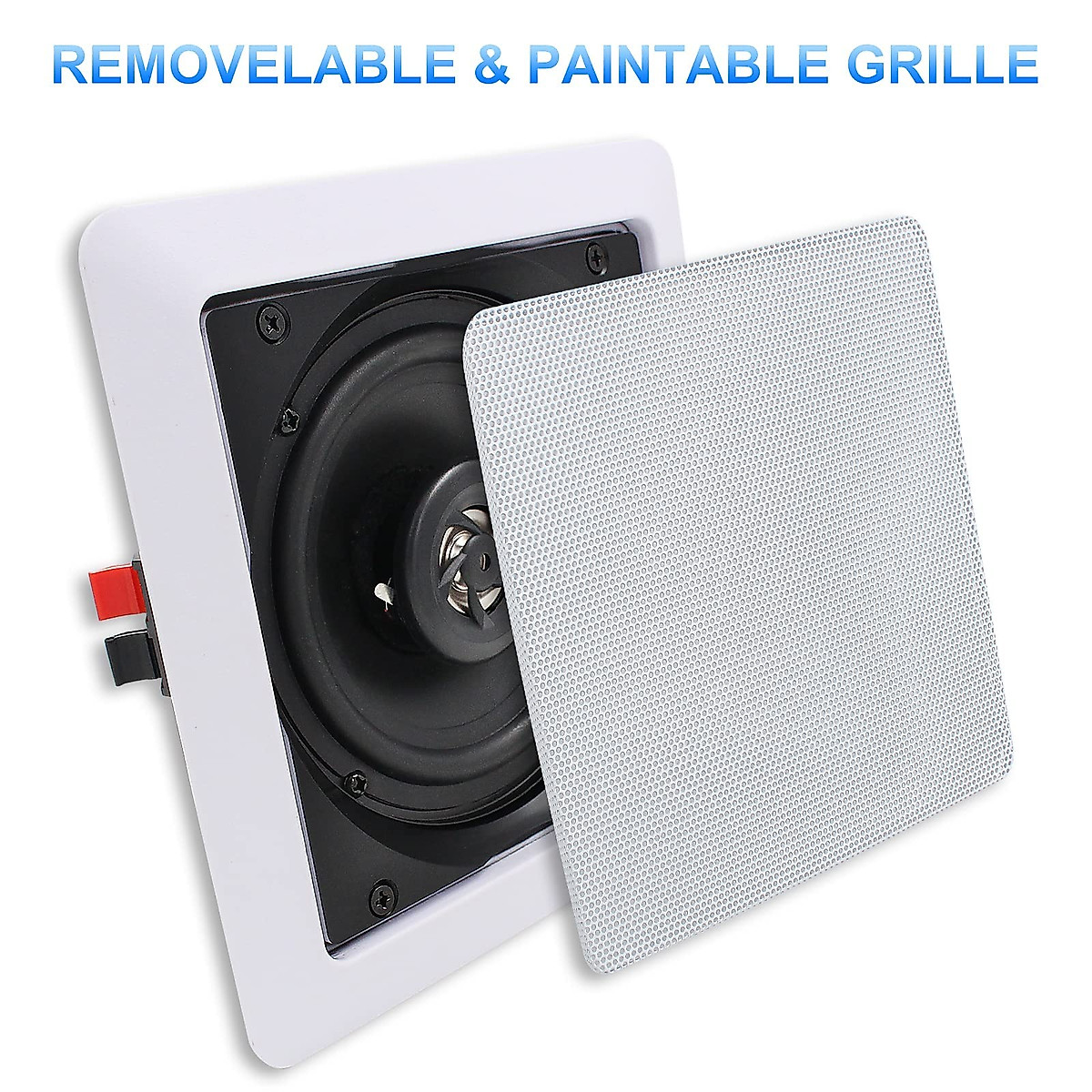 Herdio 5.25 Inch Passive Ceiling Speakers Pair, 160W 2-Way in Wall Speaker, Square Flush Mount Speakers for Home Theater, Living Room, Office