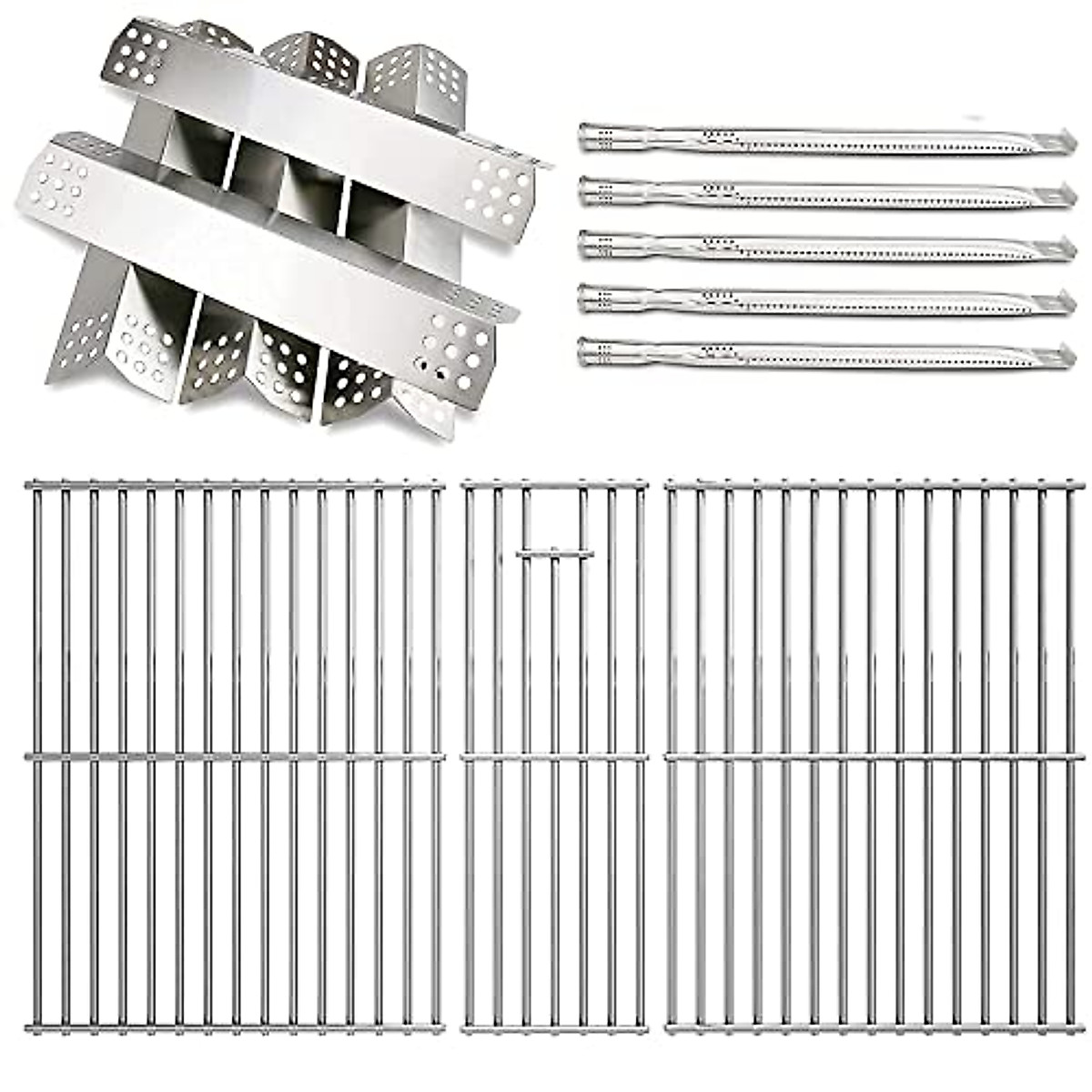 Uniflasy Replacement Parts Burner Heat Plate Cooking Grates for Nexgrill 720-0882A Evolution Infrared Plus 5-Burner Gas Grill Stainless Steel Repair Part kit for Nexgrill Cooking Grid with Side Burner
