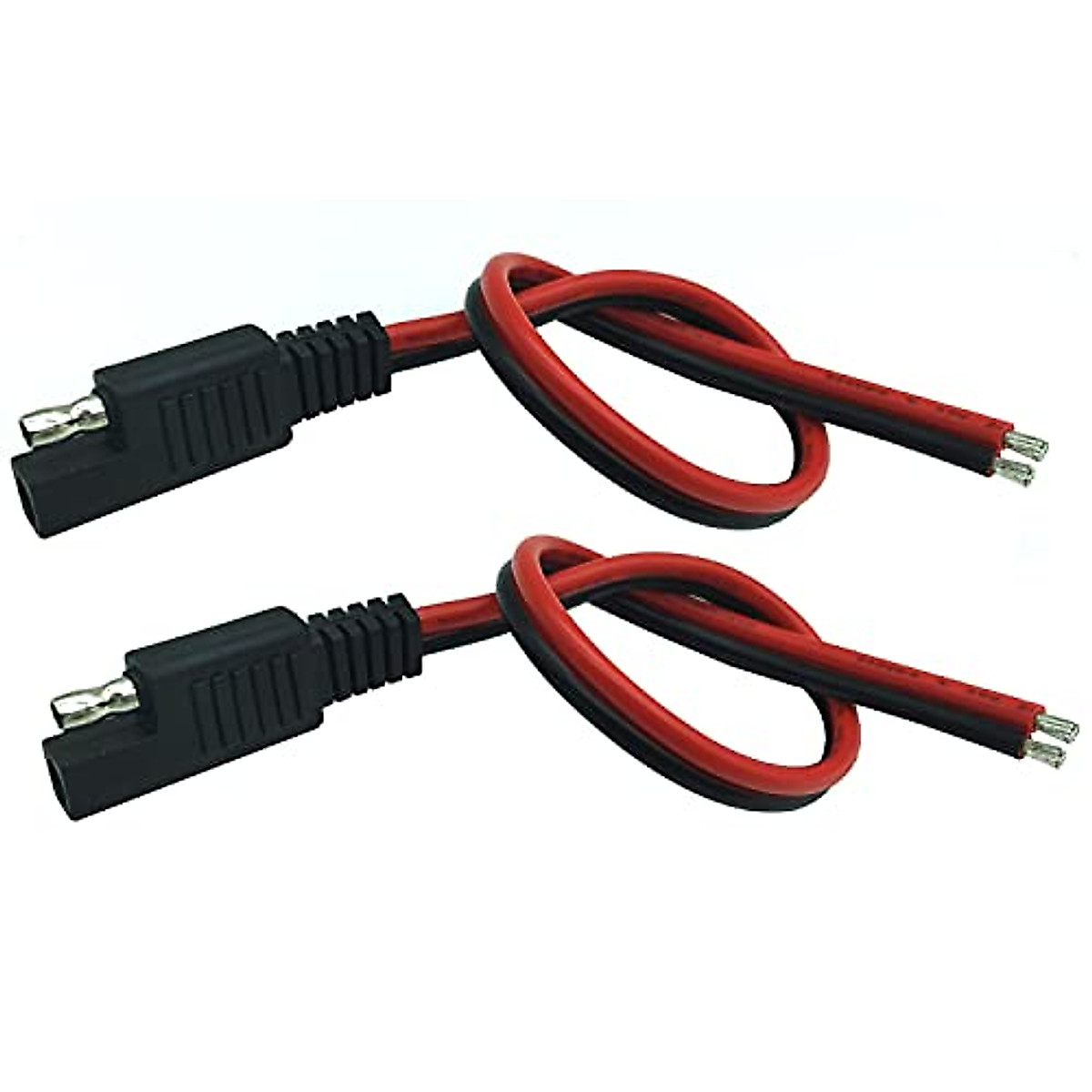 Halokny SAE Single Ended Extension Cable, 2 PCS 14AWG SAE Quick Disconnect Plug Cable for Automobile and Solar Panel(1Feet/30cm)