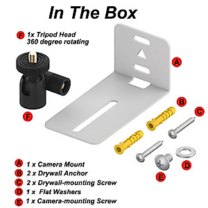 Wall Mount Kit for Wyze Cam Pan V2 V3, Mounting Brackets for WYZE Indoor/Outdoor Home Camera, Wall Holder for Most Cameras, Steel, Screws Installation, White