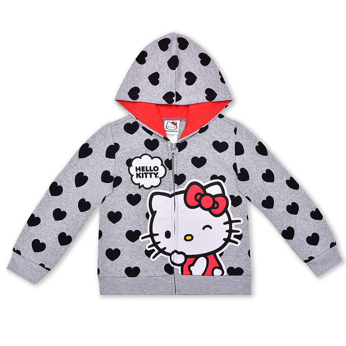 Hello Kitty Girls’ 2 Pack Hoodie for Infant, Toddler and Little Kids – Red/Grey
