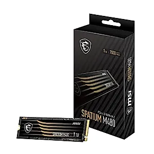 MSI SPATIUM M480 PCIe 4.0 NVMe M.2 1TB Internal SSD PCIe Gen4 NVMe 1.4 3D NAND 1400 TBW (SPATIUM M480 PCIe 4.0 NVMe M.2 1TB)