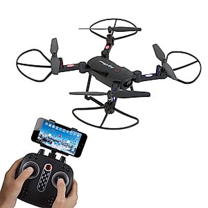 SereneLife SLRD18 Wifi FPV Foldable Drone with HD Camera and live Video. Headless Mode Quadcopter, Altitude Hold, 1-Key Takeoff/Landing, Custom Route Mode, 13 Min Long Flight Time