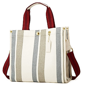 Tote Bag Hobo Bag for Women Canvas Shoulder Bag Chic Crossbody Bag Satchel Large Handbag Color Contrast Stripe