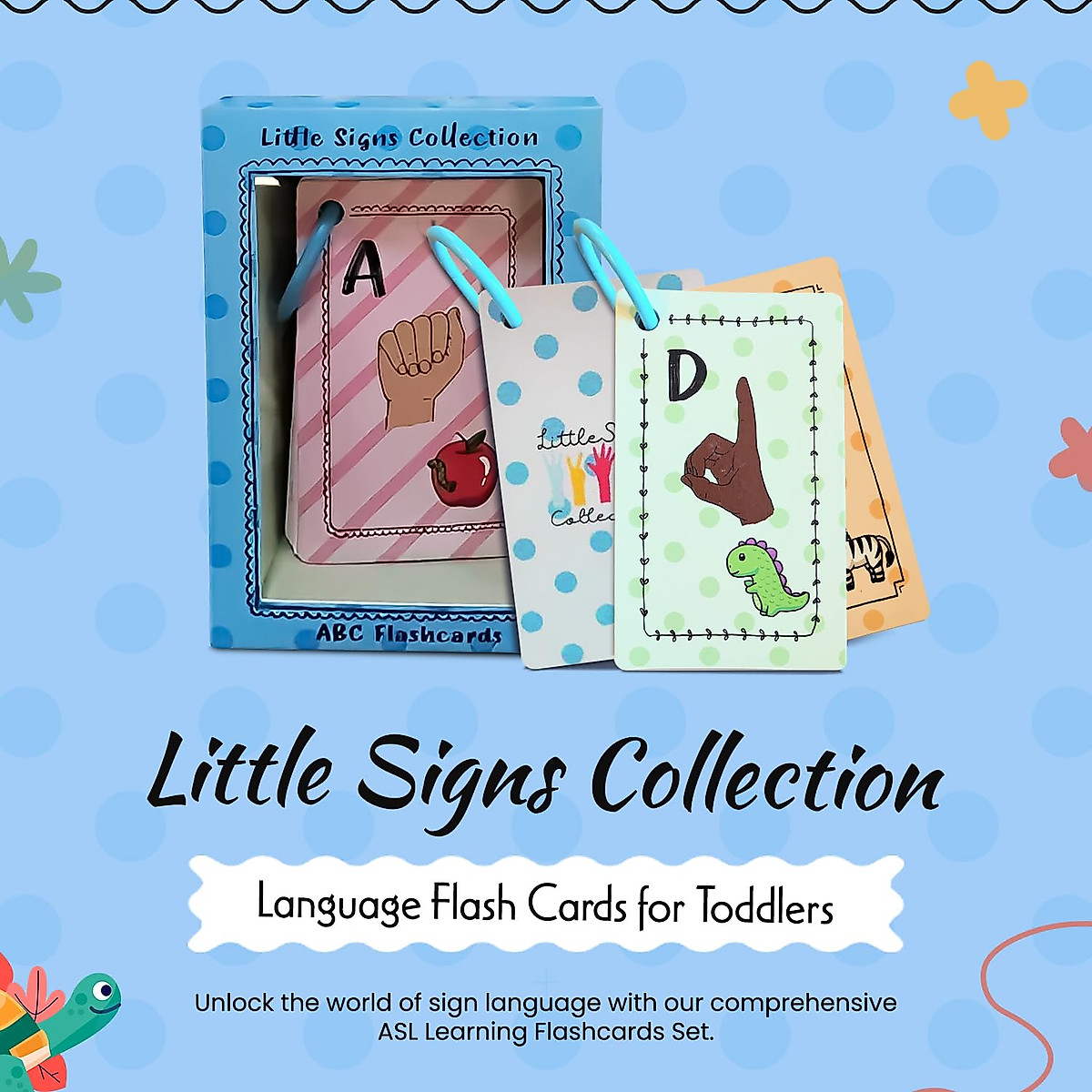Little Signs Collection Sign Language Flash Cards - American Sign Language Flash Cards for Kids - Montessori Educational Toys - ASL Flash Cards for Babies, Toddlers, or Kids - 1 to 4 Years