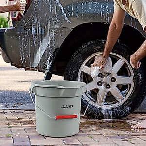 Teyyvn 4-Pack Commercial Round Bucket, 3.5 Gallon Industrial Round Utility Pail with Handle, Gray