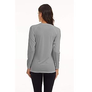 KINGFEN Women UPF 50+ Sun Protection Hiking Clothing Cozy Pastel Pullover Loose Long Sleeve Swim Athletic Shirt Women UV Protection Outdoor Activities Shirt Workout Clothes Light Grey Medium