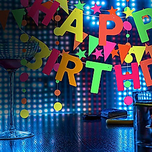 105Ft Glow in the Dark Party Supplies Neon Party Supplies Neon Streamers Paper Garland Hanging Decor Black Light Party Kit for Birthday Wedding