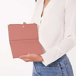 KATIE LOXTON Alise Womens Vegan Leather Zipper Fold-out Purse Wallet Salmon Pink