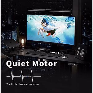 Shahoo Electric Standing Desk 55 Inch, Ergonomic Height Adjustable Table with T-Shaped Metal Bracket Modern Computer Workstations for Home Office, Black, 55x24 Inch