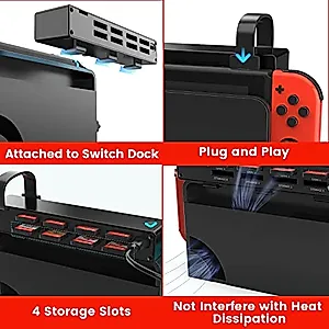 8-in-1 Game Card Reader for Nintendo Switch/Switch OLED Console and Dock, Mutilple Switch Games Reader, Card Storage Holder Accessories (4 Slots for Switching Games + 4 Slots for Storage)