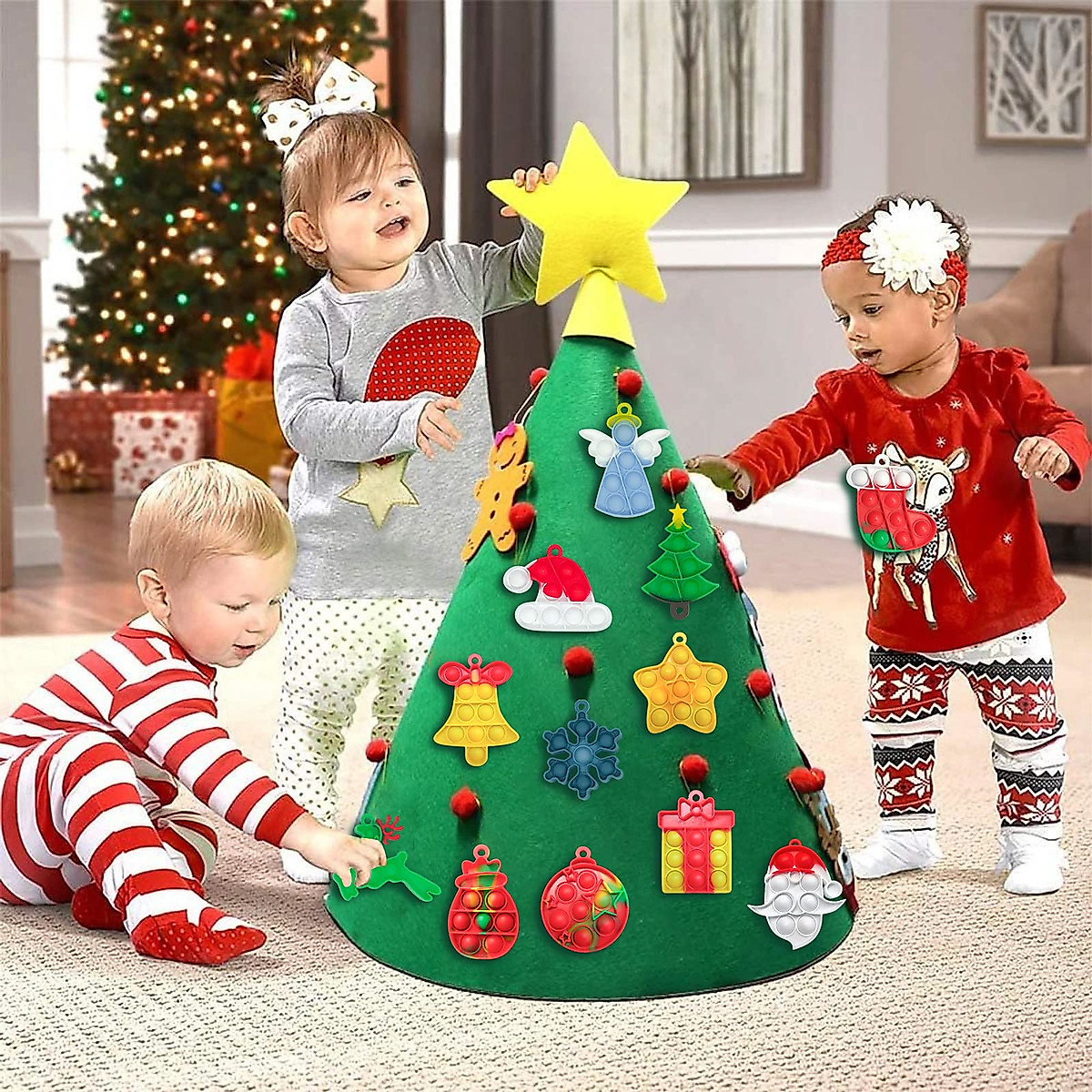 48Pcs Christmas Mini Pop Keychain Fidget Toys, Christmas Day Gifts for Kids Mini Pop Bubble Christmas ,Party Favors Silicone Fidget Keychain Fidget Toy