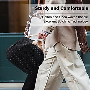 EurCross Upgraded Compact Black Lunch Bag for Girls Women,Canvas Reusable Polka Dot Lunch Tote Box Bag for Work School