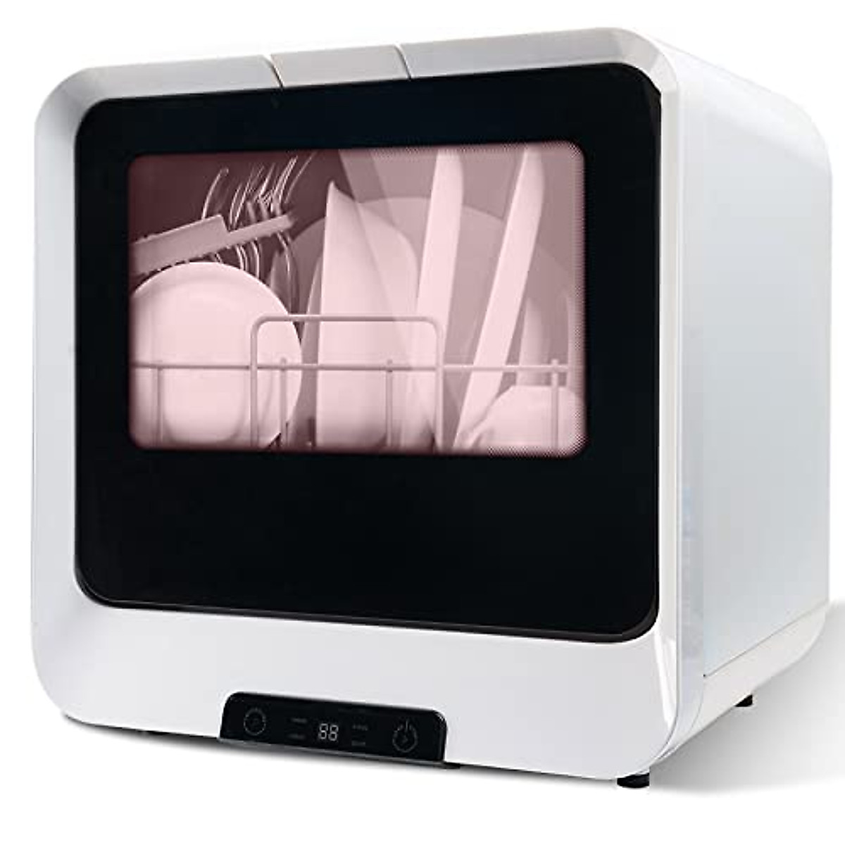 HAIMIM Portable Countertop Dishwasher,4 Washing Programs, Air-Dry Function and LED Light for Small Apartments, Dorms and RVs (Whites)